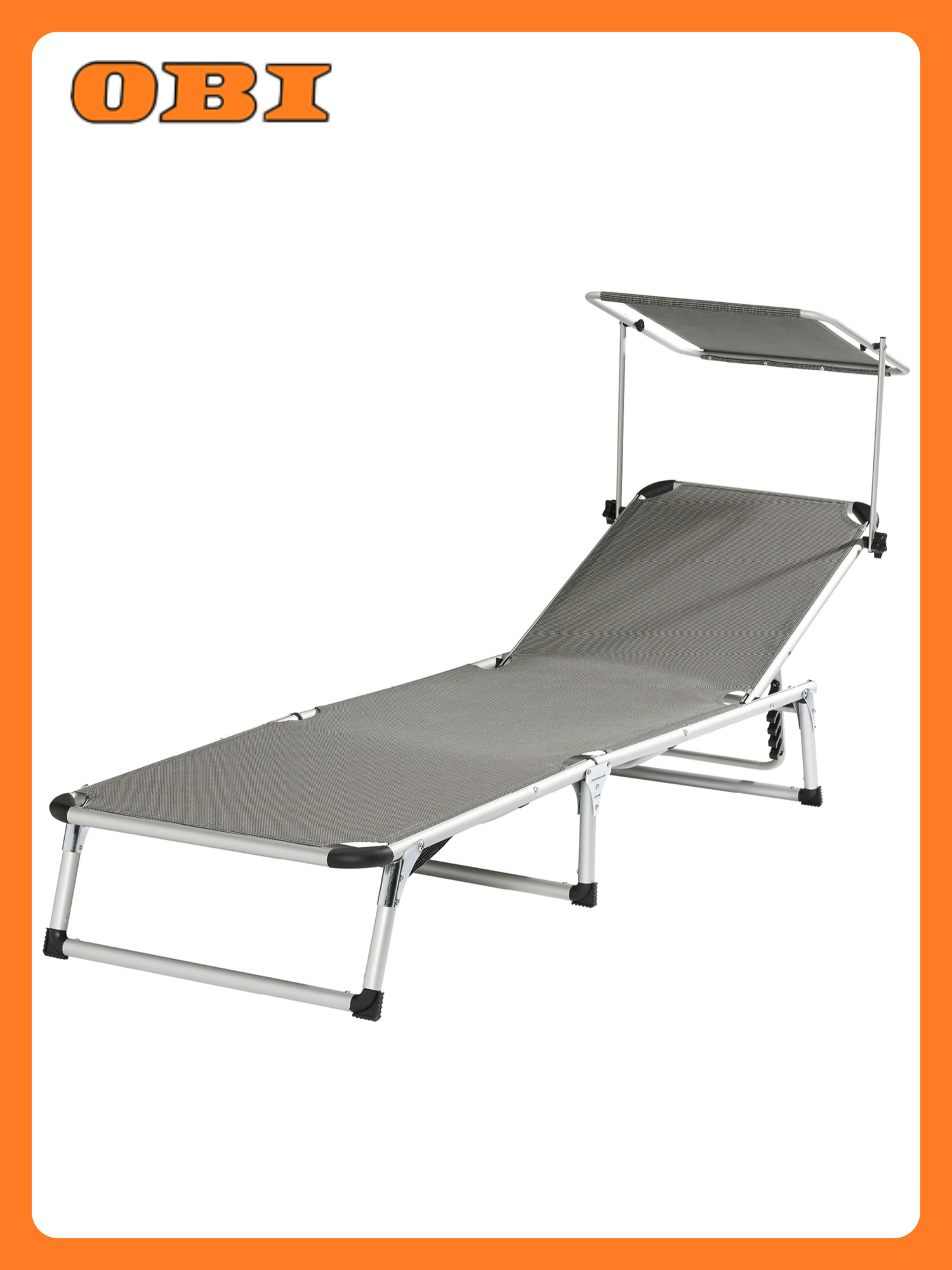 Шезлонг Atoka, складной, металлический каркас, текстильное сиденье, серый