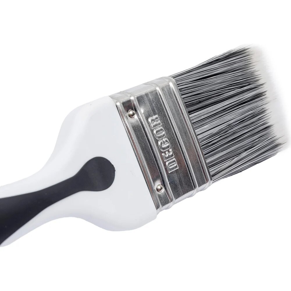 Кисть DECOR Black White PREMIUM универсальная, 50x15мм, серебристая щетина, 2К ручка 860-050, всех видов — фото 1