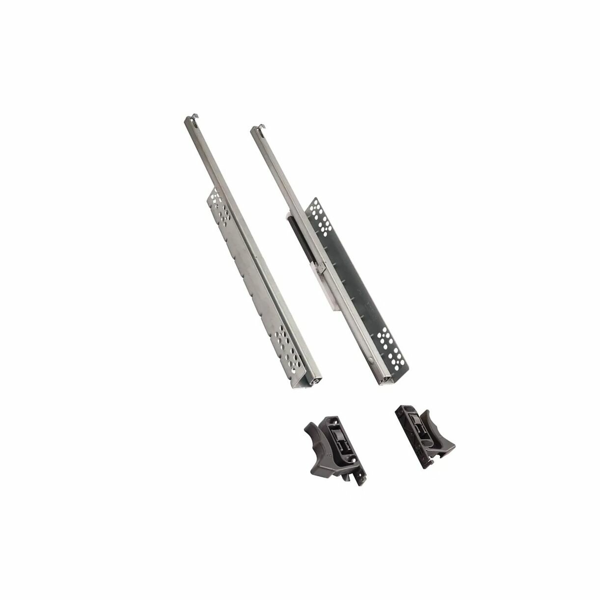 Комплект направляющих скрытого монтажа с фиксаторами Firmax Ecomotion L 450мм, частичного выдвижения с доводчиком, для ЛДСП 16мм 1 ком.