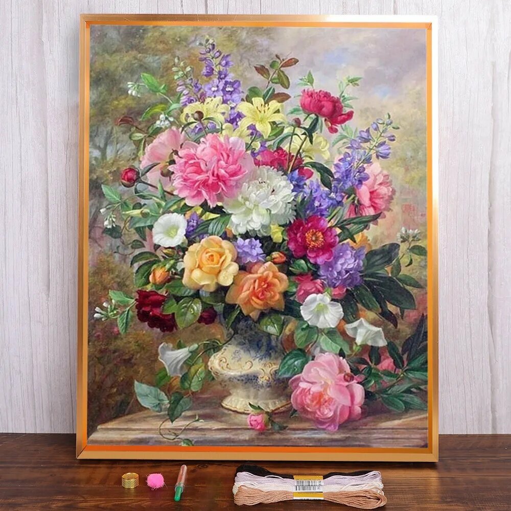 MEIAN Набор для вышивания,30x40CM,14CT, Натюрморт цветы