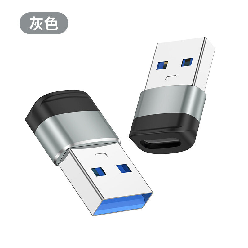 Компактный алюминиевый адаптер USB-A к USB-C, серый, USB 3.0 для ноутбуков и телефонов