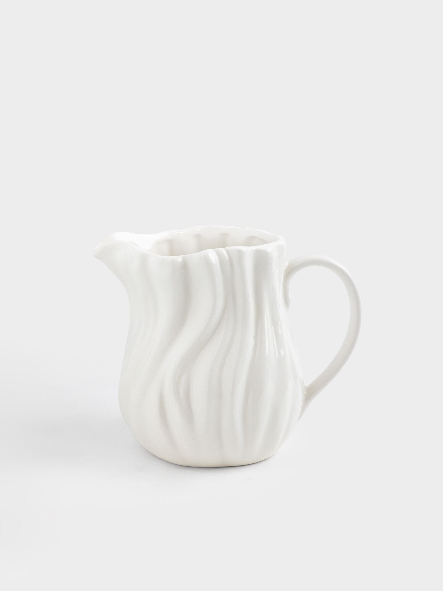 Кувшин Kuchenland, 1,6 л, керамика D, белый, молочная, Волнистый край, Crumple