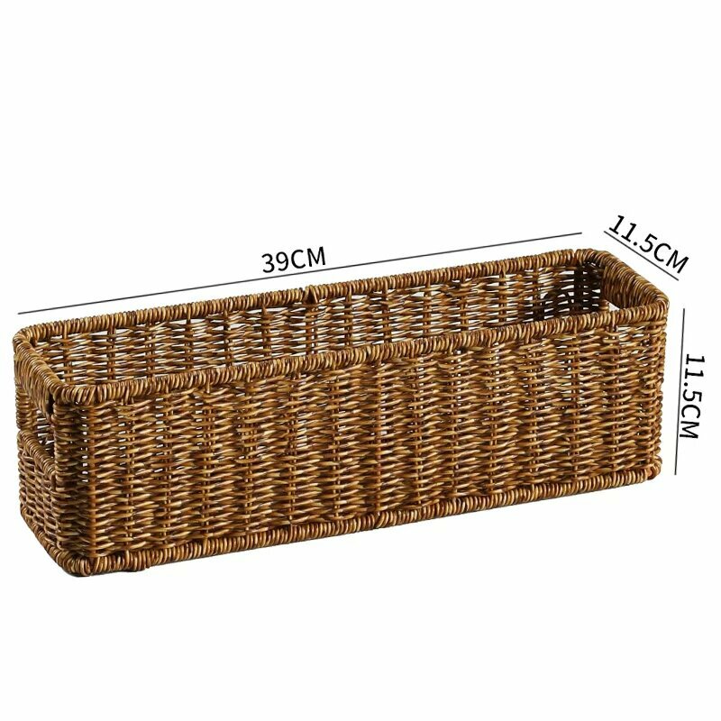 Темно-бежевая прямоугольная коробка, 39x11.5x11.5 см - идеально подходит для организации в ванной и кухне