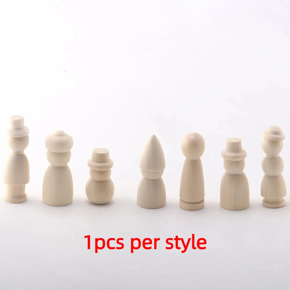 7 шт, натуральный цвет, незавершенные деревянные куклы-колышки, материалы ручной работы «сделай сам», мульти-образные художественные росписи, аксессуары для украшения дома и вечеринки