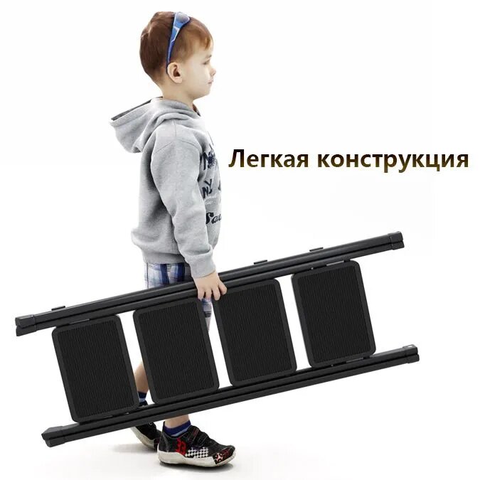 Складная стремянка из нержавеющей стали, 4 ступени, нагрузка 250 кг, черный — фото 1