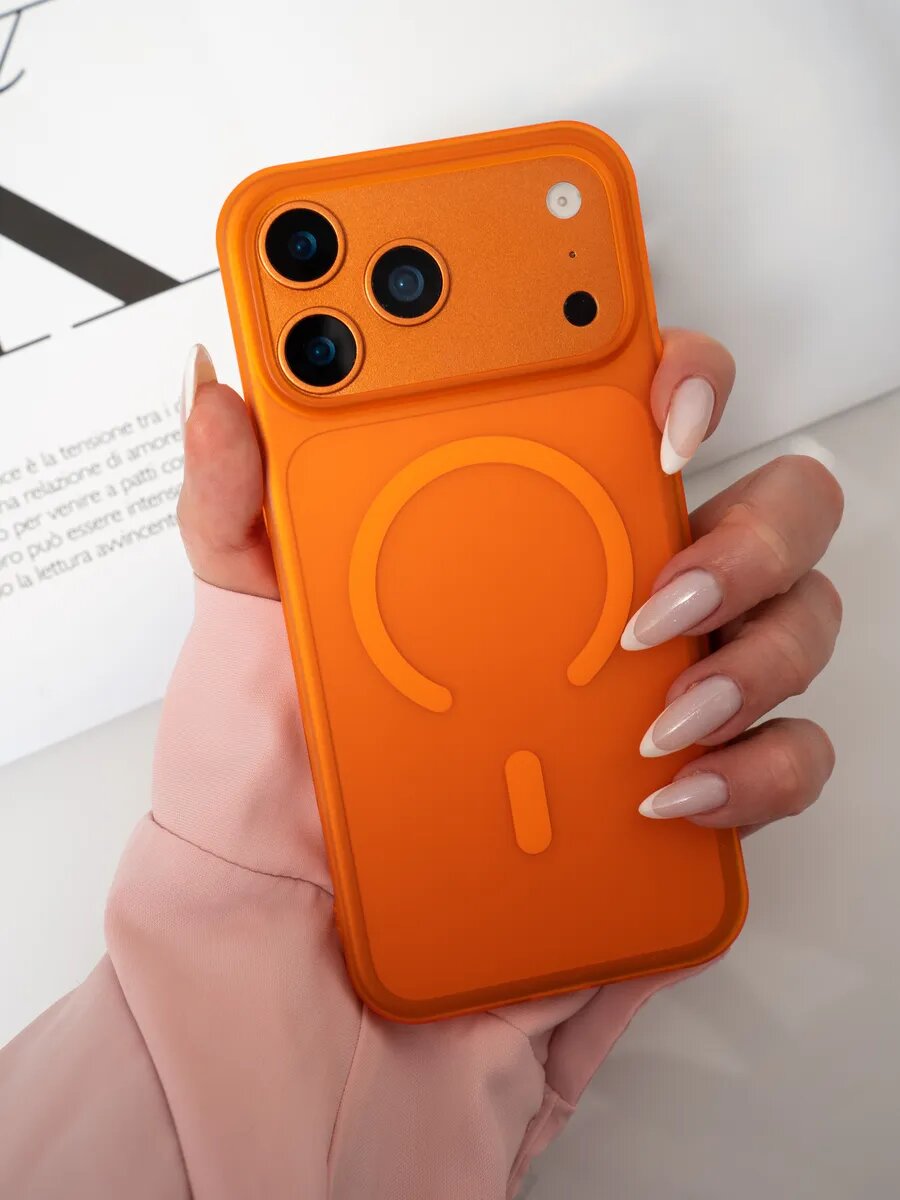 Чехол О'Кейси, MagSafe, для iPhone 17 Pro Max, оранжевый, бесцветный