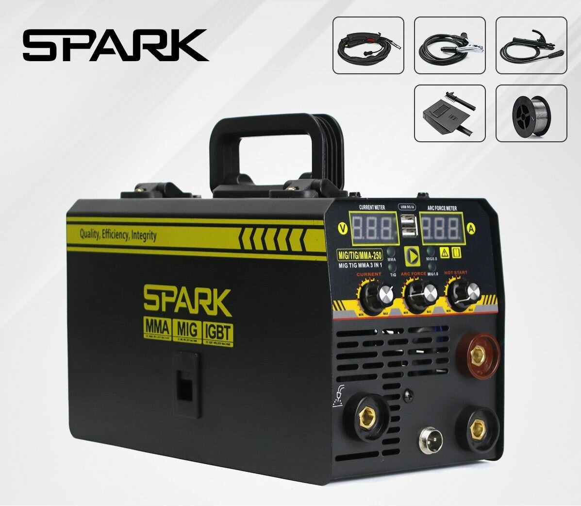 Сварочный аппарат Spark MIG/TIG/MMA-250, для аргонодуговой сварки, ручная дуговая сварка