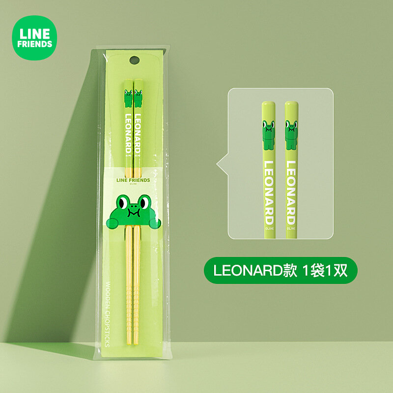 Палочки для еды из бамбука с мультяшным дизайном LINE FRIENDS, набор из одной пары, милые палочки для домашнего использования, высокое качество, одна пара для одного человека
