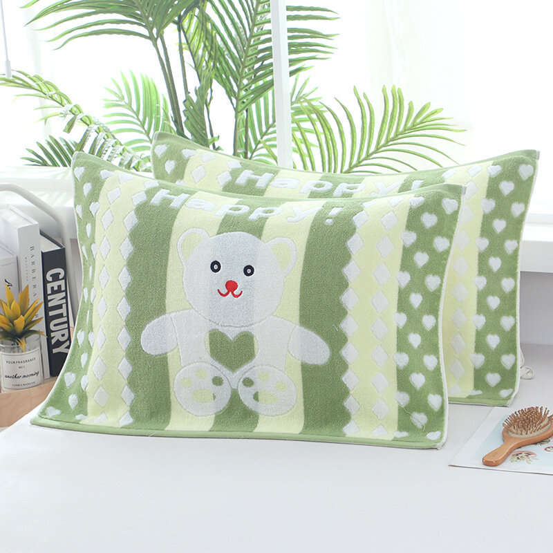 Чистая хлопковая махровая подушка-полотенце, мультяшное полотенце из 100% хлопка, впитывающее пот, утолщенное полотенце для подушки, для студентов и взрослых, высококачественное покрывало для зимы