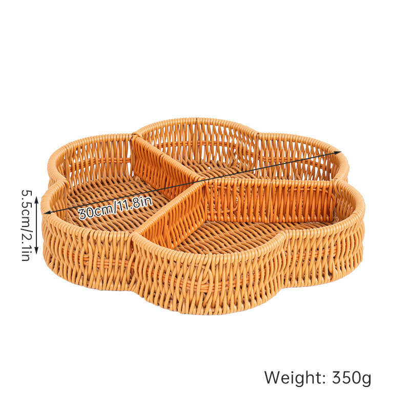 Имитация ротанга, поднос для конфет с тремя отделениями, кофейный столик для гостиной, корзина для хранения орехов, домашний десертный поднос с девятью отделениями