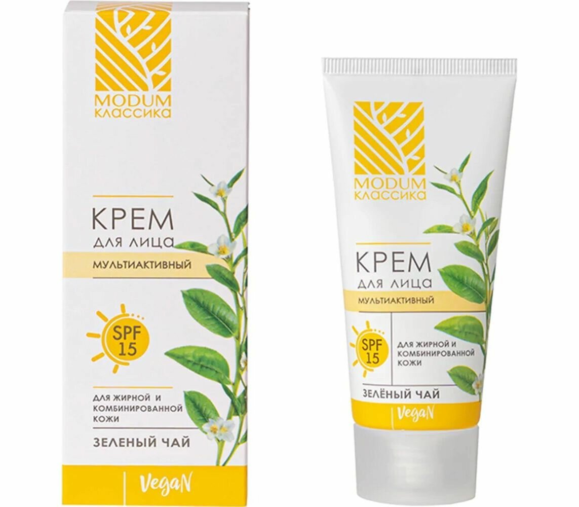 Modum Крем для лица классика мультиактивный Зелёный чай с SPF 15 для жир и комбин кожи 50 г