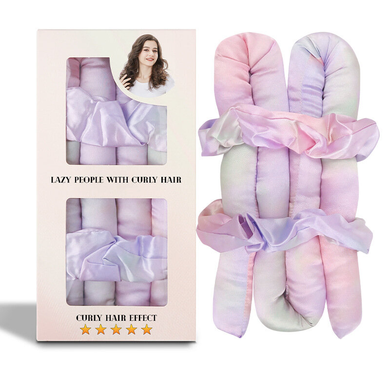 Горячие продажи сатиновых жемчужных хлопковых бигуди без нагрева, не повреждающих волос, имитация шелка, ленивые бигуди с хлопковым наполнением, набор в подарочной коробке
