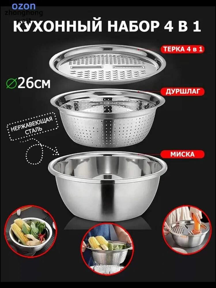 Кухонный набор терка дуршлаг миска