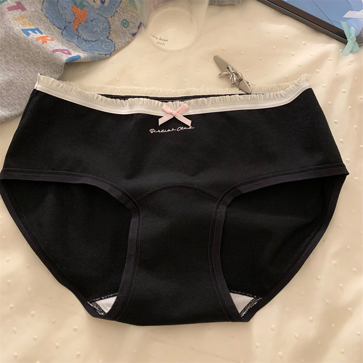 Не волнуйтесь, 7A расширенные и расширенные антибактериальные трусики из чистого хлопка для девочек, средняя талия, мягкие хлопковые девичьи трусы