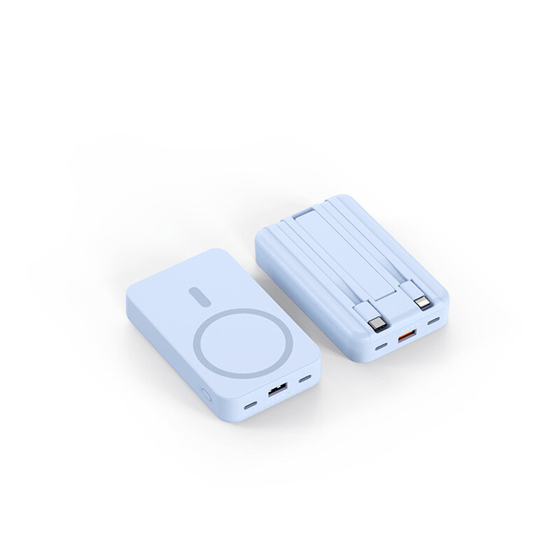 ⭐Кросс-бордерный магнитный беспроводной Power Bank с сертификацией 3C, 20000 мАч, со встроенным кабелем, 22.5W быстрая зарядка, портативный мобильный источник питания⭐