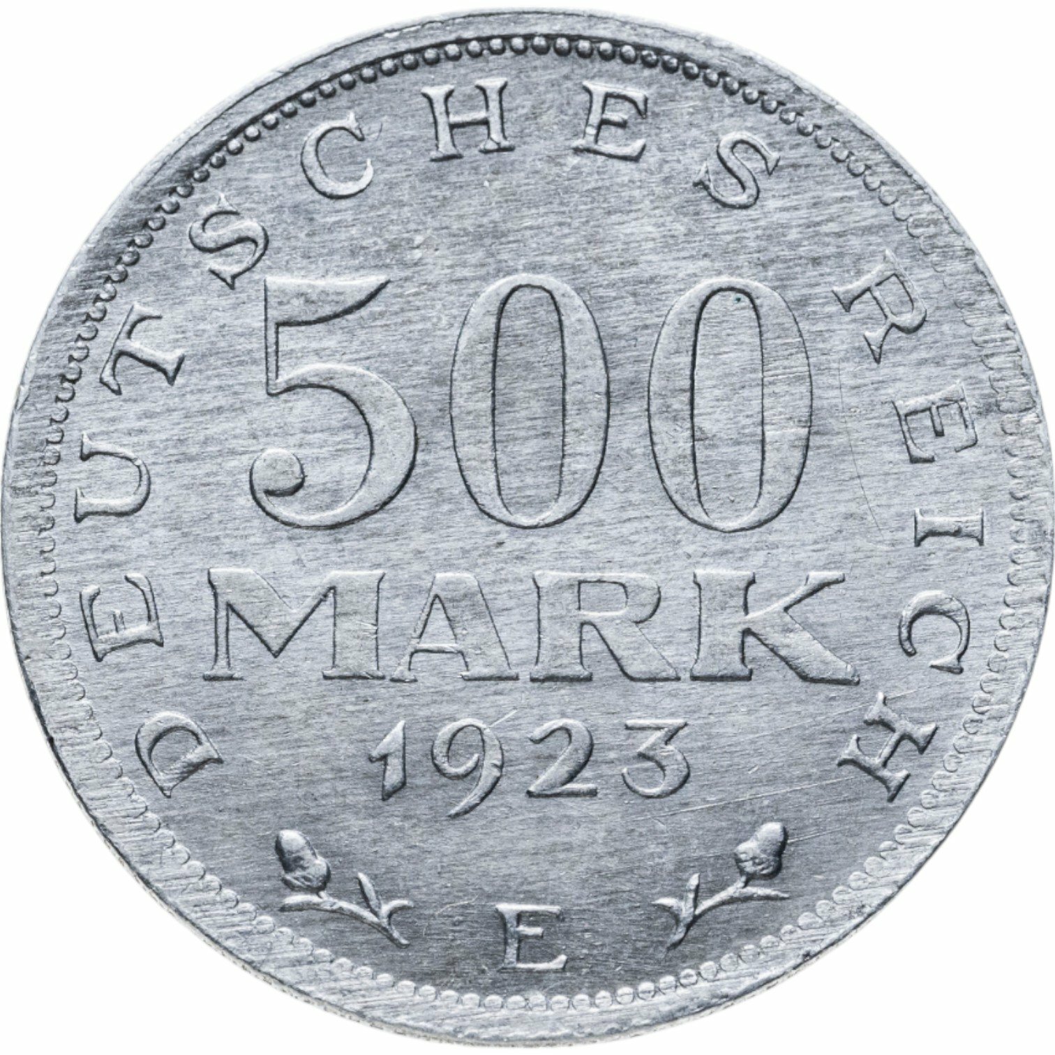 Германия 500 марок mark 1923, знак монетного двора "Е", Алюминий, в сохранности UNC