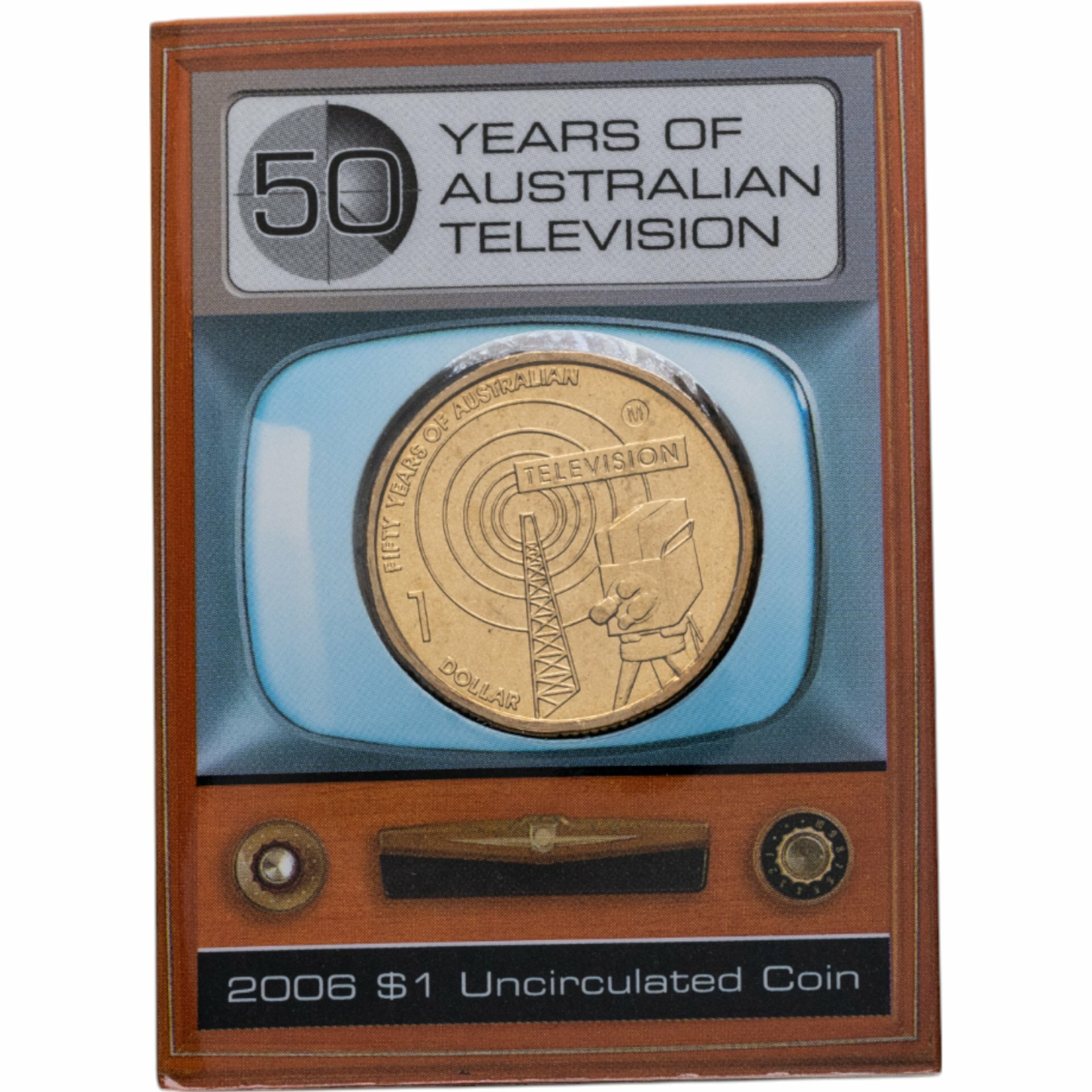 Австралия 1 доллар dollar 2006 "50 лет австралийскому телевидению" Знак монетного двора: "M" - Мельбурн, Бронза, в сохранности UNC