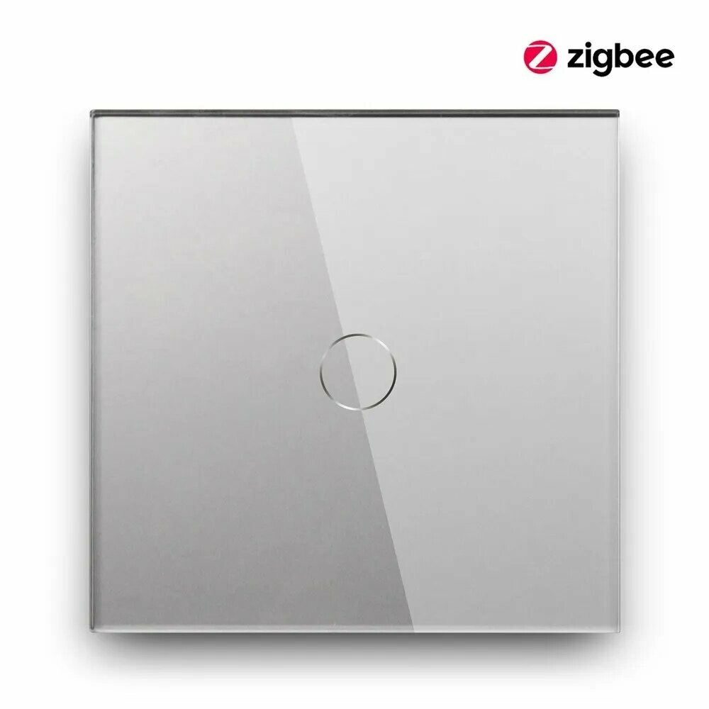 Сенсорный выключатель Zigbee трёхклавишный, умный выключатель для Алисой, 3 клавиши, без нуля на, работает со шлюзом, панель стекло Серая