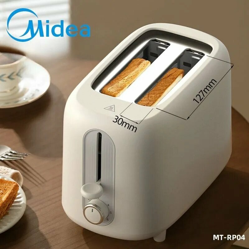 Хлебопечка Тостер на 2 ломтика; Midea MT-RP04; многофункциональный; завтрак E15I 680 Вт, вес выпечки 850 г, программ 1