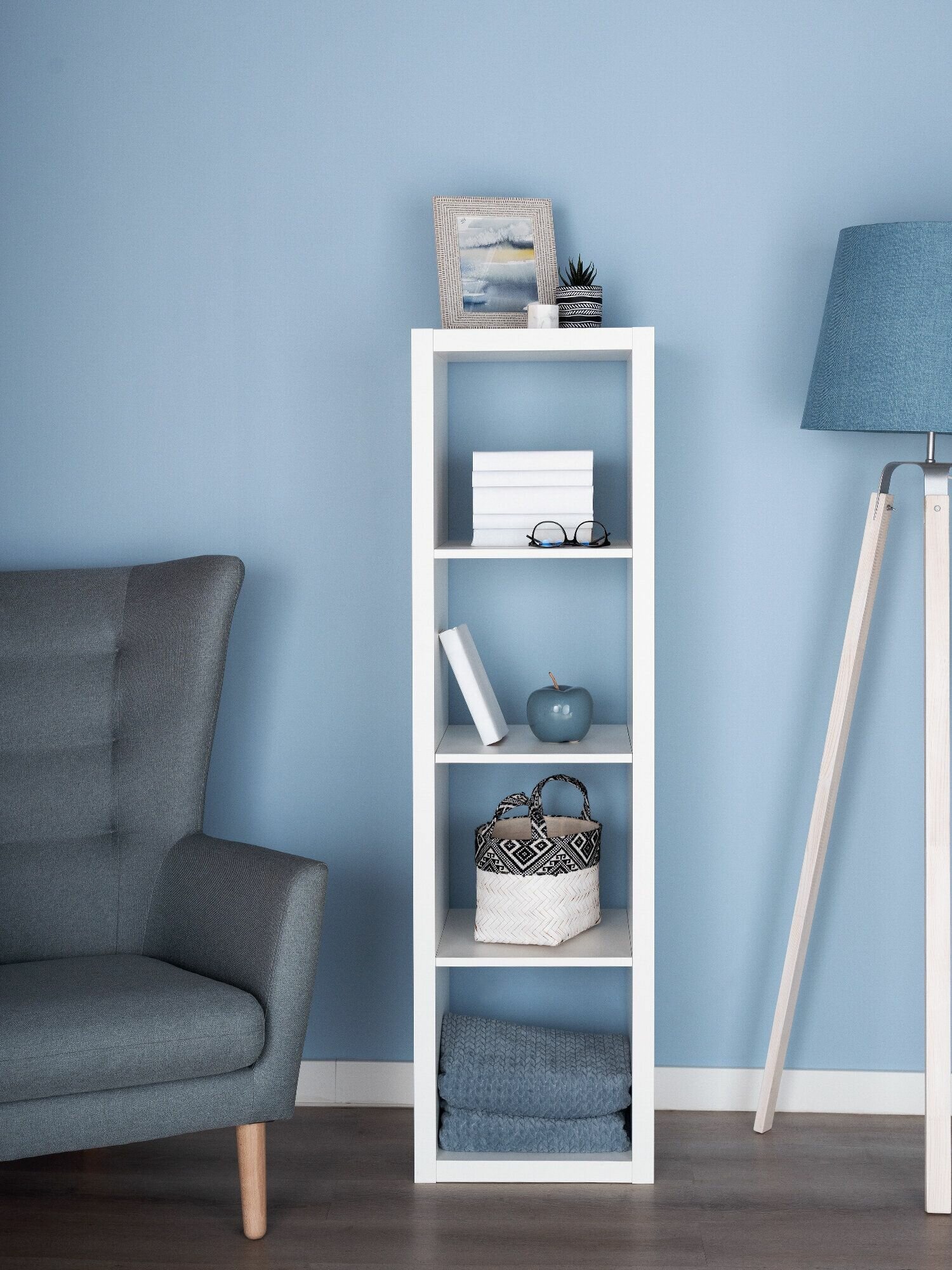 Стеллаж Фора, 4 полки, 147x42х38 см, белый, ГУД лакк