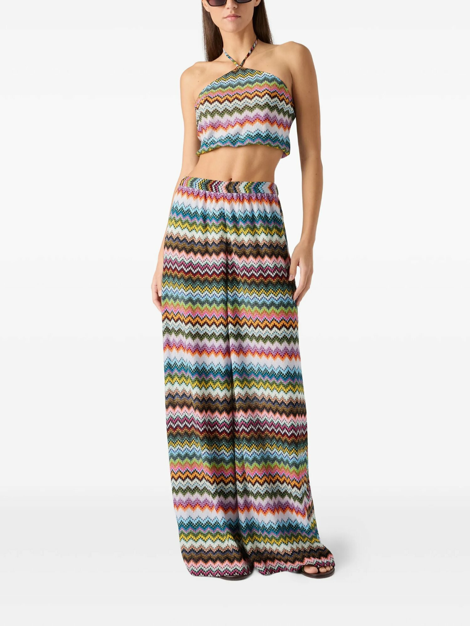 Топ Missoni Zigzag-pattern halter-neck top, размер 44, green — фото 1