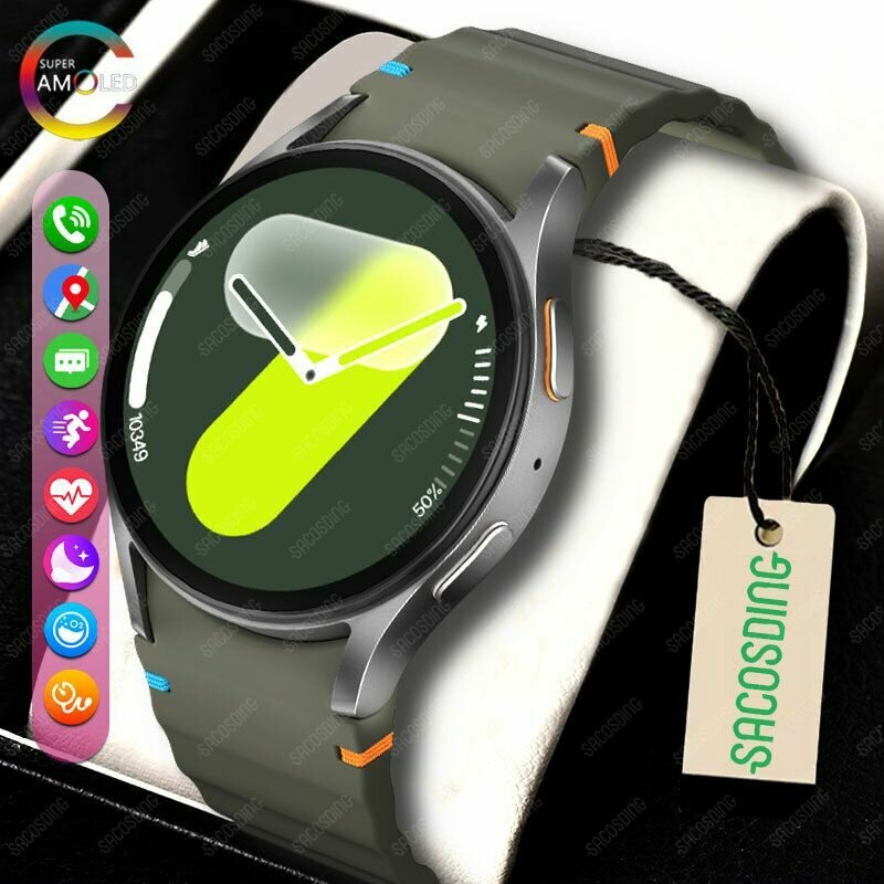 Умные часы мужские женские с круглые 40мм/ Smart Watch, Фитнес трекер, монитор сердечного ритма, c 1,3' AMOLED экран, Для Galaxy Watch 7 mini