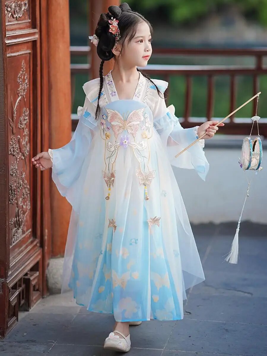 Детский костюм феи DIDUQIPAO полиэстер Светло-голубой, 140, Dress N