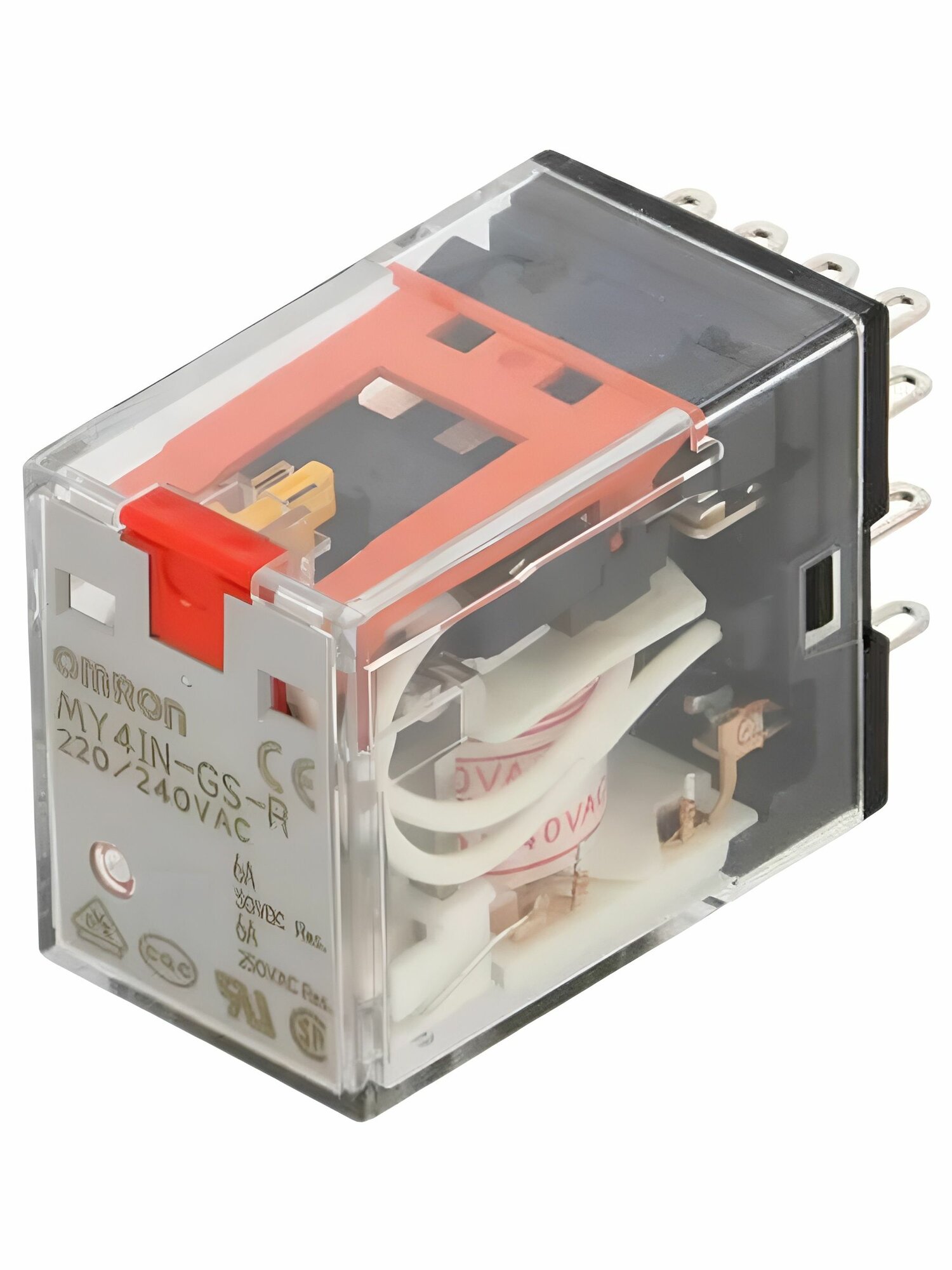 MY4IN-GS-R AC220/240, реле серии MY-GS-R, светодиод, контрольная кнопка, прозрачный корпус 220 V DC, пр-ль Omron