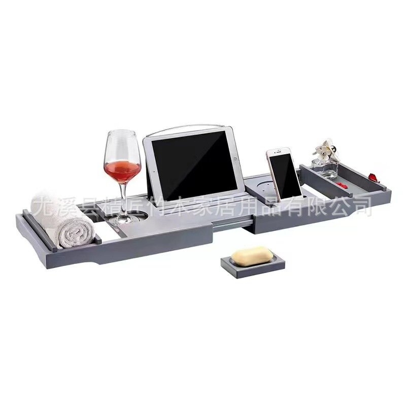 Бамбуковая нескользящая выдвижная полка для ванны, деревянное ведро для хранения в ванной, подставка для ванны