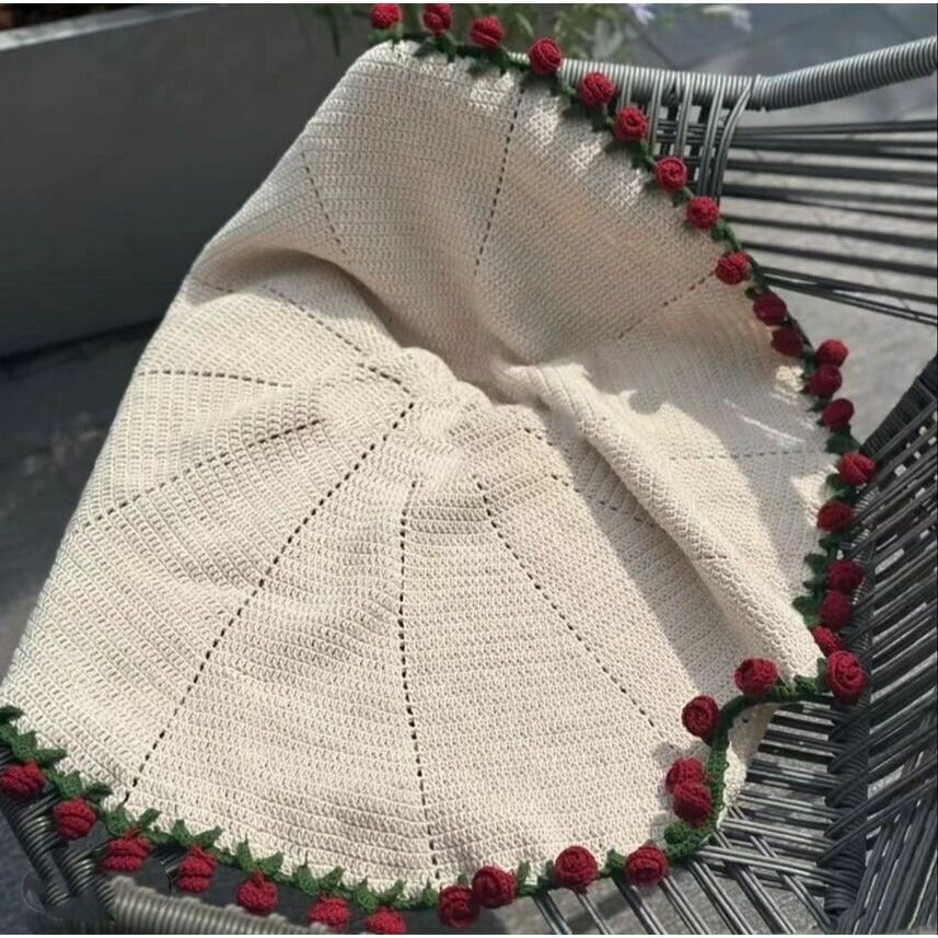 Набор для самостоятельного изготовления пледа с розами, плед с тюльпанами, клубок пряжи, ручное плетение, подарок для лучшего друга