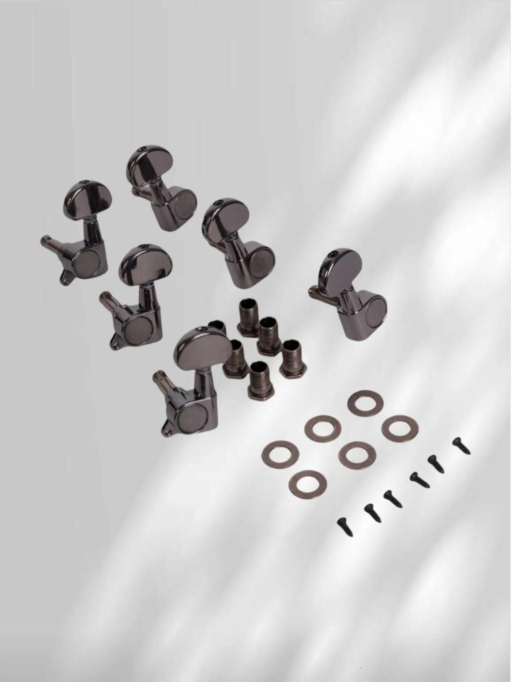 Металлические колки для гитары, 6 шт, Серебро - Полностью закрыт