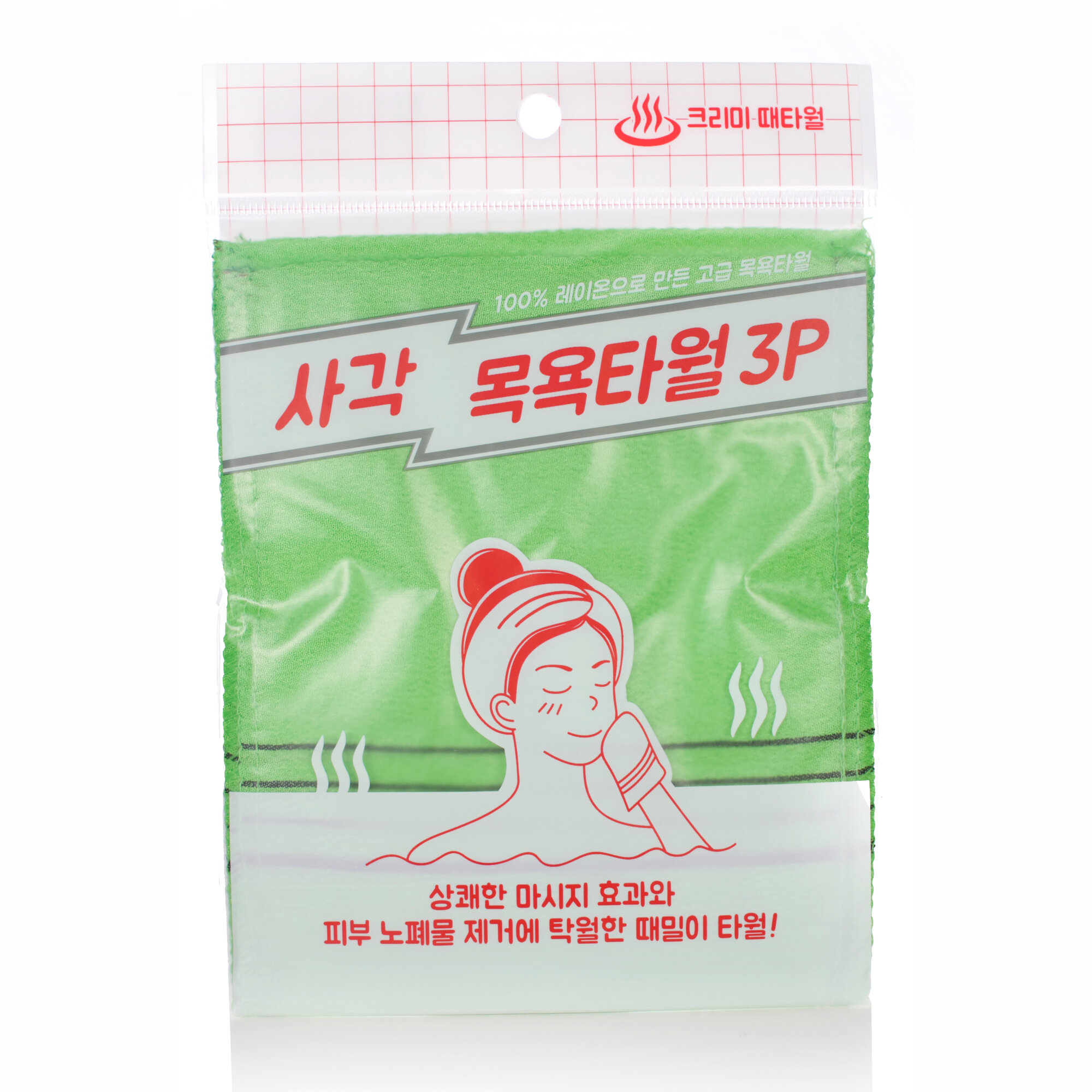 Sungbo Cleamy Мочалка-варежка для лица и тела из вискозы без подклада жесткая, массажная, размер 13,5 х 15 см*3 шт