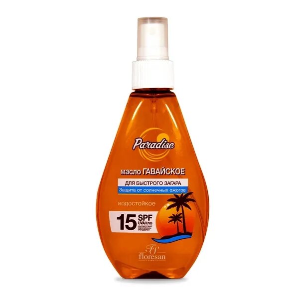 Floresan Ф-253 Масло для быстрого загара Гавайское Пальмовый рай SPF 15 Флоресан 160 мл