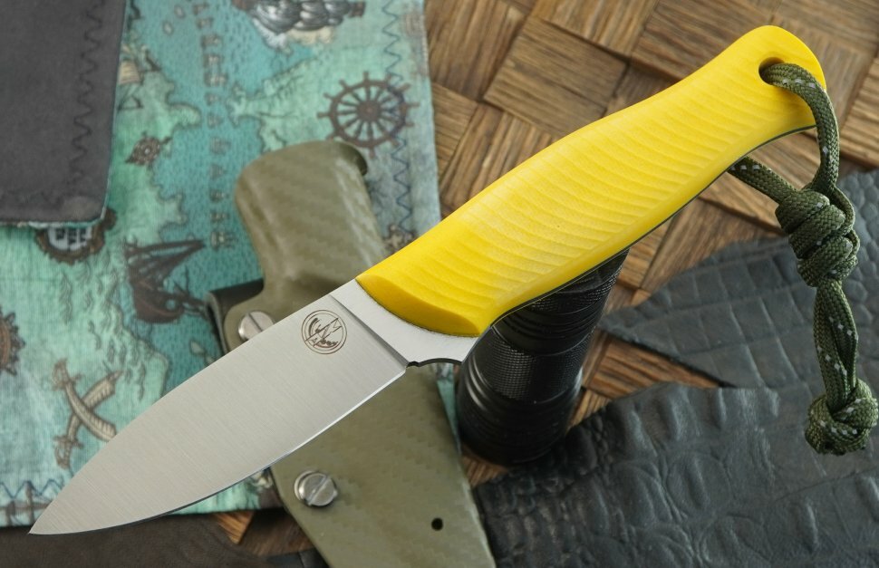 Семь Ножей Колибри, сталь Bohler N690, cryo, рукоять желтый G-10