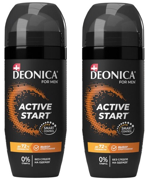 Дезодорант Deonica For Men для тела Антиперспирант ролик Active Start , 50мл 2шт