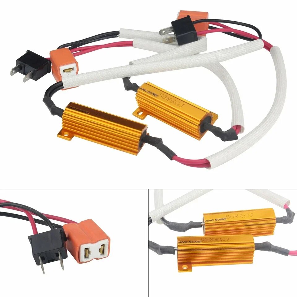 2x H7 LED Противотуманные Фары, Дневные Ходовые Огни, Резисторы-декодеры Нагрузки 50 Вт 6 Ом