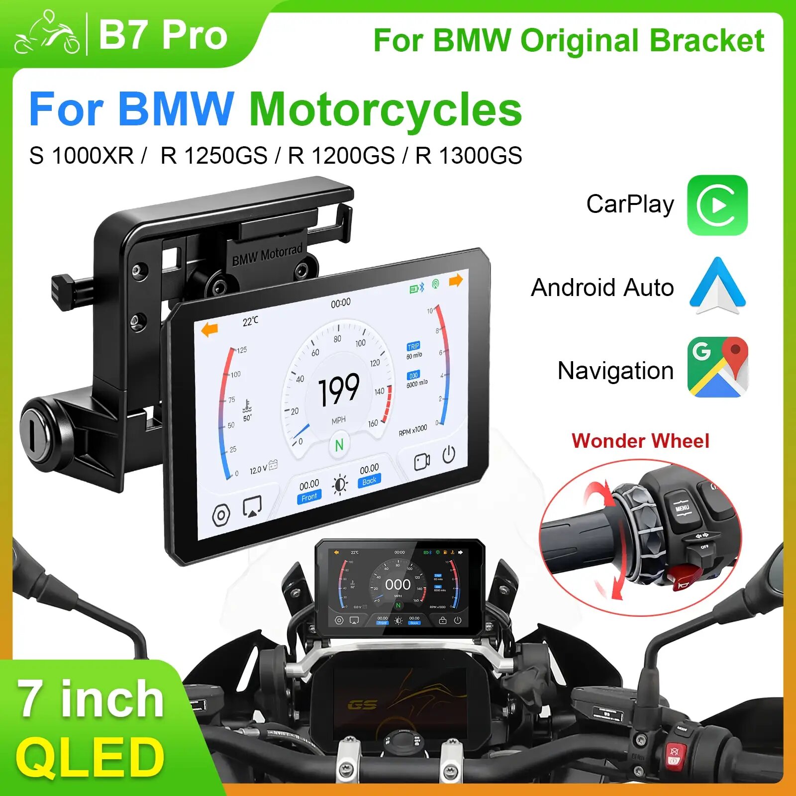 Беспроводной Android Auto Carplay экран B7pro для BMW XR M1000 R1200GS R1250GS S1000XR R1300GS, 7-дюймовый портативный мотоциклетный навигатор