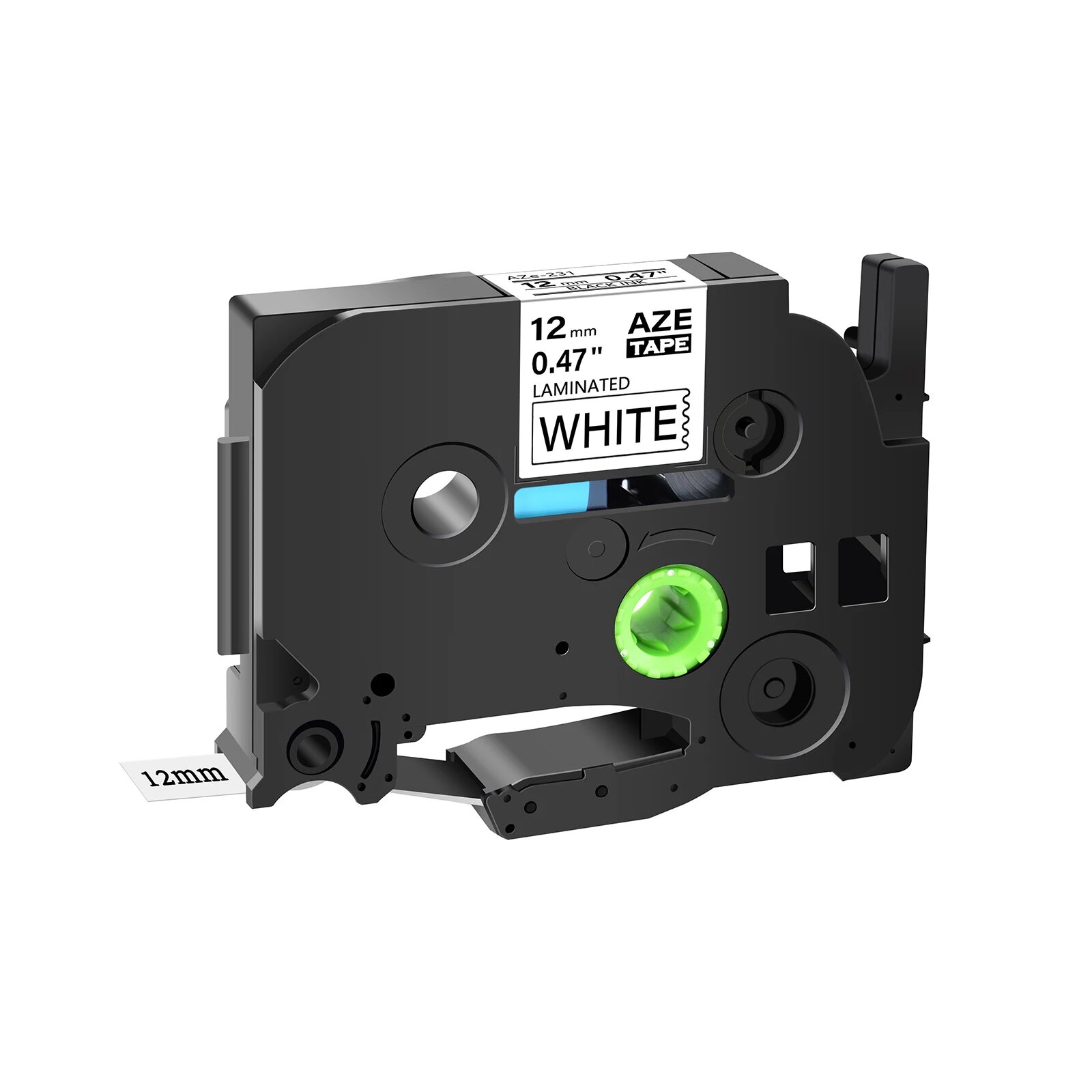 Лента для этикеток GREENCYCLE 12 мм чёрно-белая Белый, Black on White, 12 мм
