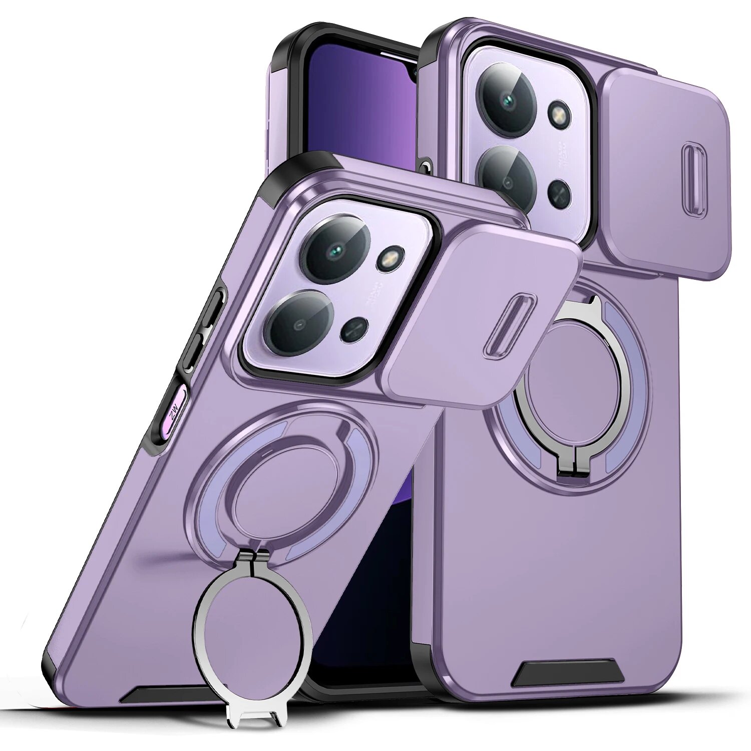 Чехол для iPhone 13 Pro Max, фиолетовый с кольцом