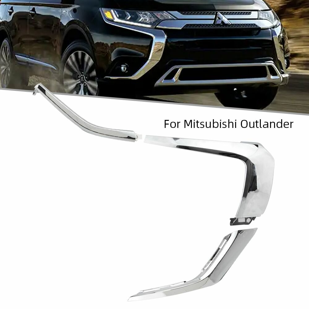 Хромированная внешняя накладка на передний молдинг бампера, левая, для Mitsubishi Outlander 2016-2019 — защита и декор кузова
