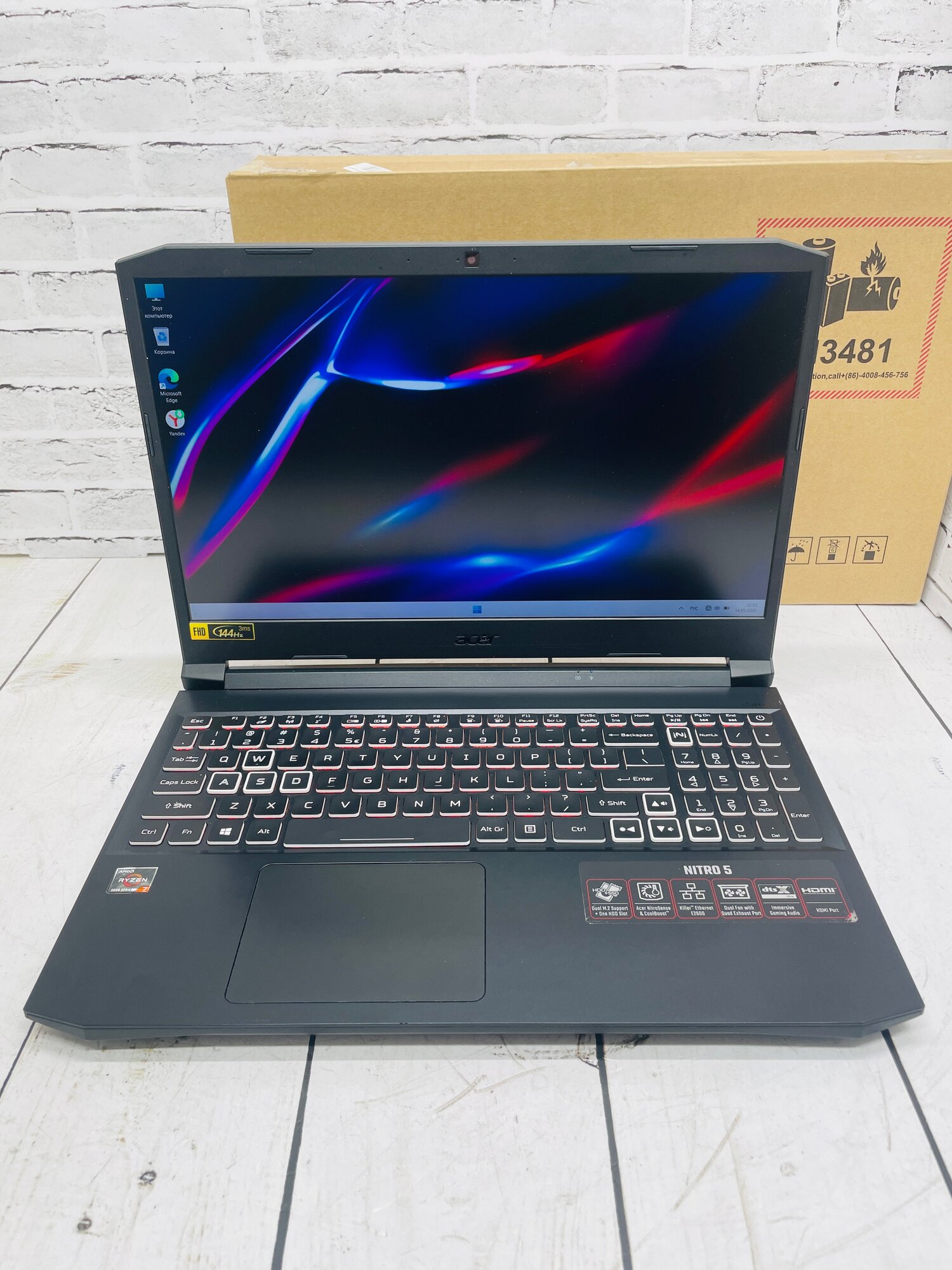 Игровой ноутбук 15,6, Acer AN515, AMD Ryzen 7 5800H, 16 Gb DDR4, 512 Gb NVME SSD, GeForce RTX 3060