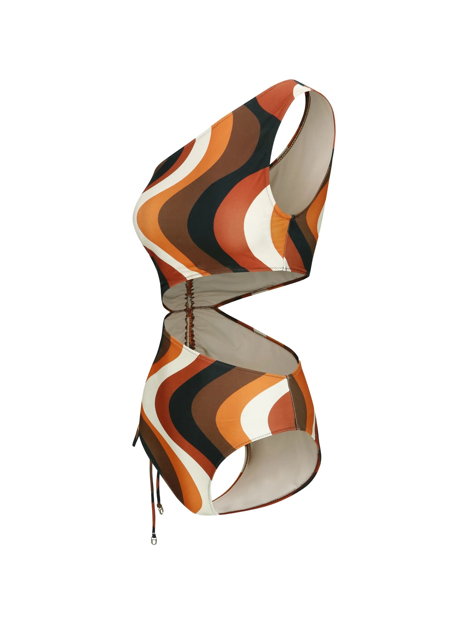 Купальник DAZE DAYZ Sunset wave one-shoulder cutout swimsuit, размер 42, коричневый — фото 1
