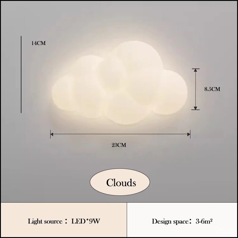 Белые настенные светильники LED для детской комнаты, 3 color temperature, Clouds