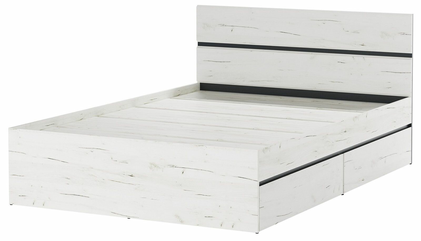Гретта Кровать 1400 Крафт белый-Антрацит + Добор для кровати + Набор из двух ящиков (Памир)