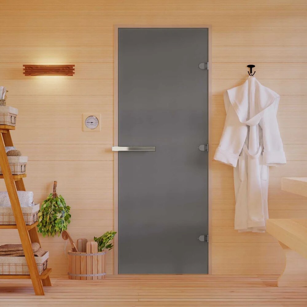 Дверь DoorWood DW03505, закаленное стекло, графит, матовая, 2000x700 мм