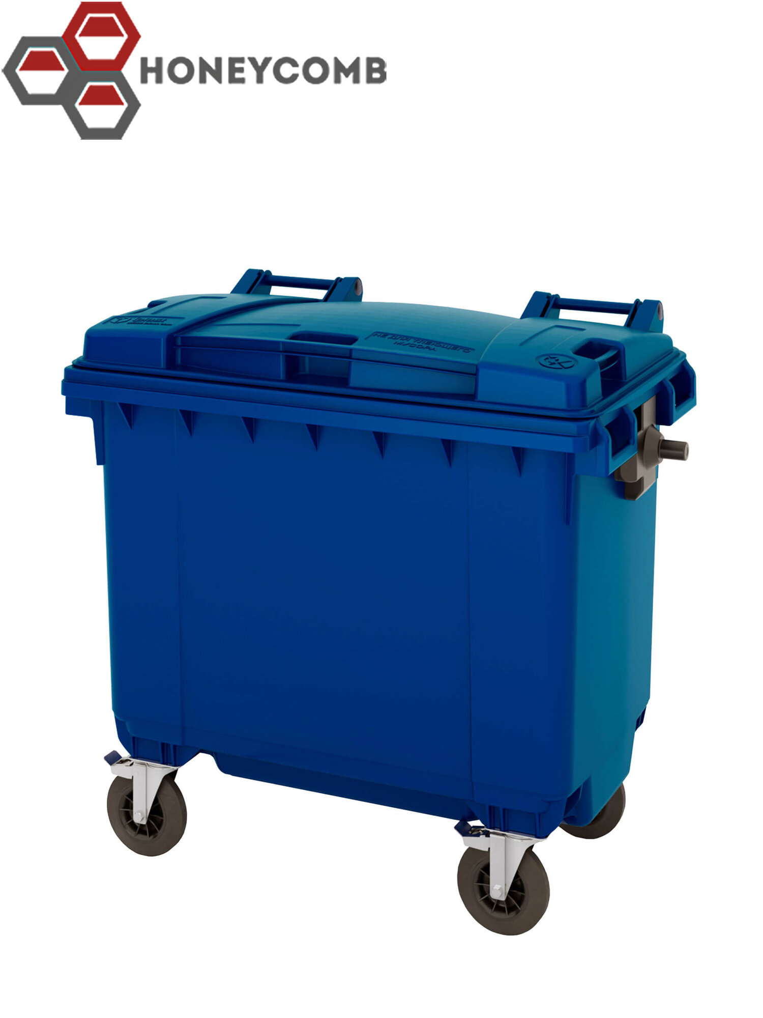 Пластиковый мусорный бак на колесах 770 л, синий