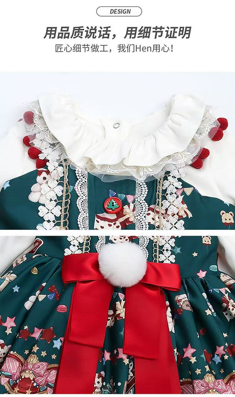 Костюм для девочек "Принцесса Лолита", бархатный, пышный, цвет рождественский, 110 см