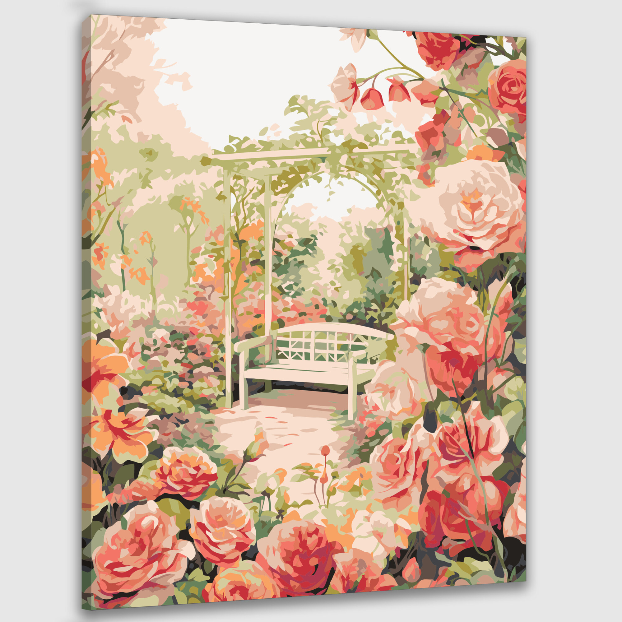 Картина по номерам 40x50 см, акварельная иллюстрация, сад, розы, цветущие, яркие цвета, гармония, ветер, успокоение