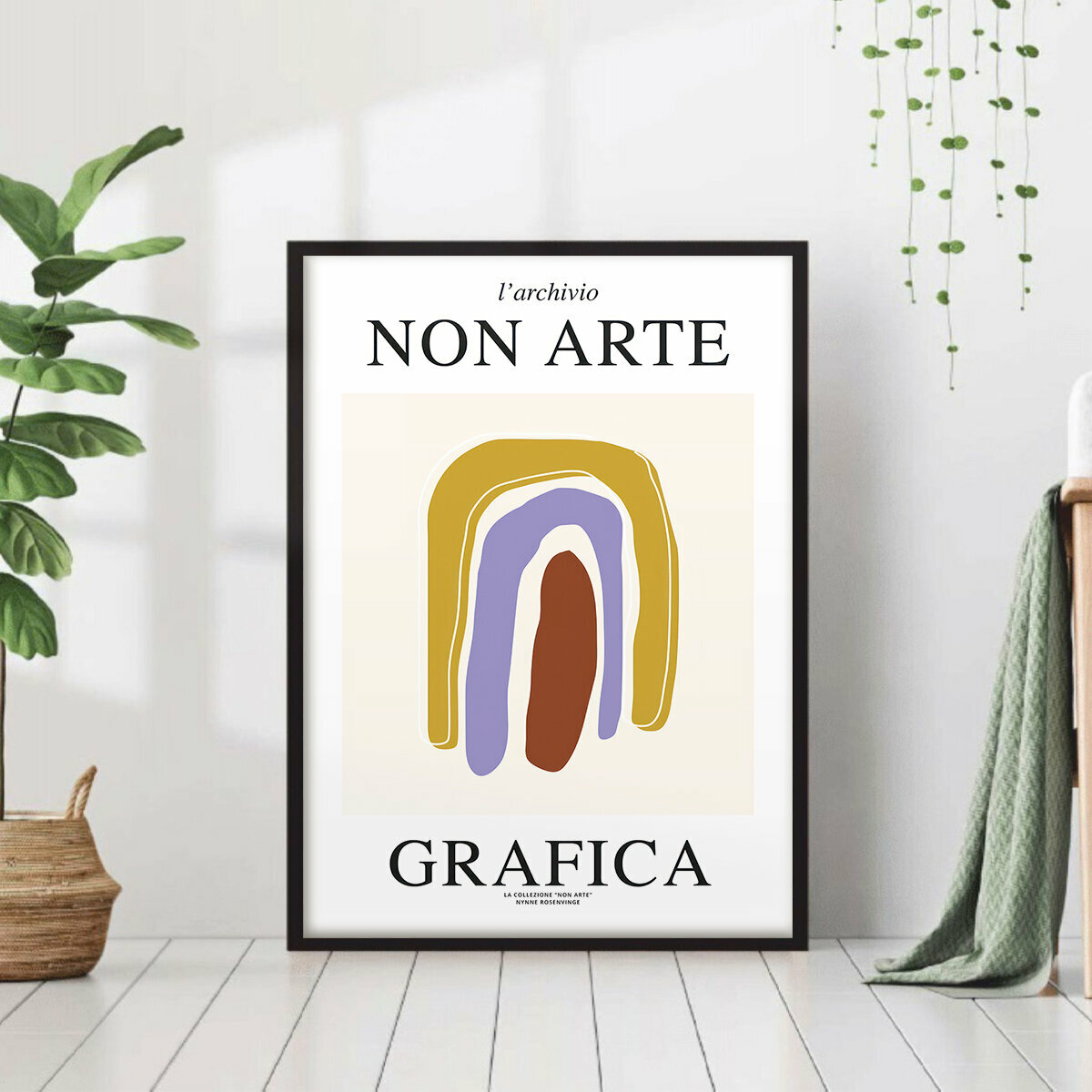 Постер "Цветная абстракция графика афиша" 40x50 в черной рамке на стену для интерьера