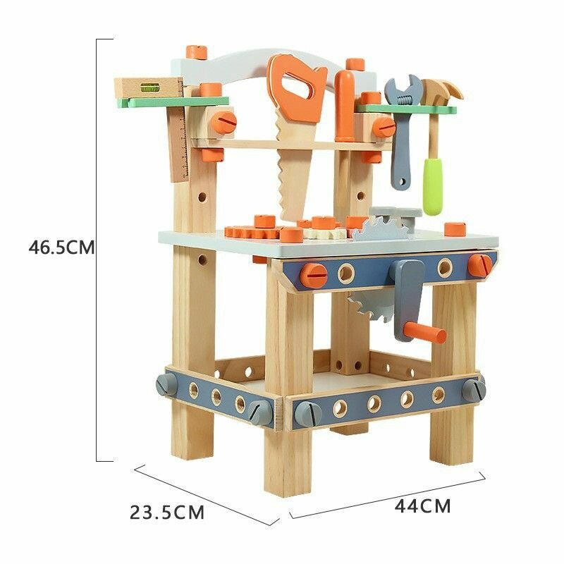 Набор инструментов детский, верстак "Мастерская для мальчиков" Развивающие игрушки, бежевый, оранжевый